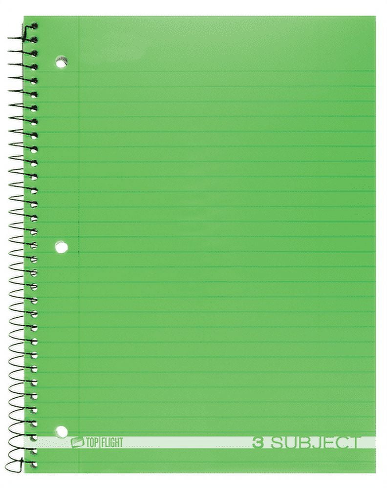 Top Flight Poly Cover 3-Subject Notebook 138-Sheets Wide Rule (Color ...