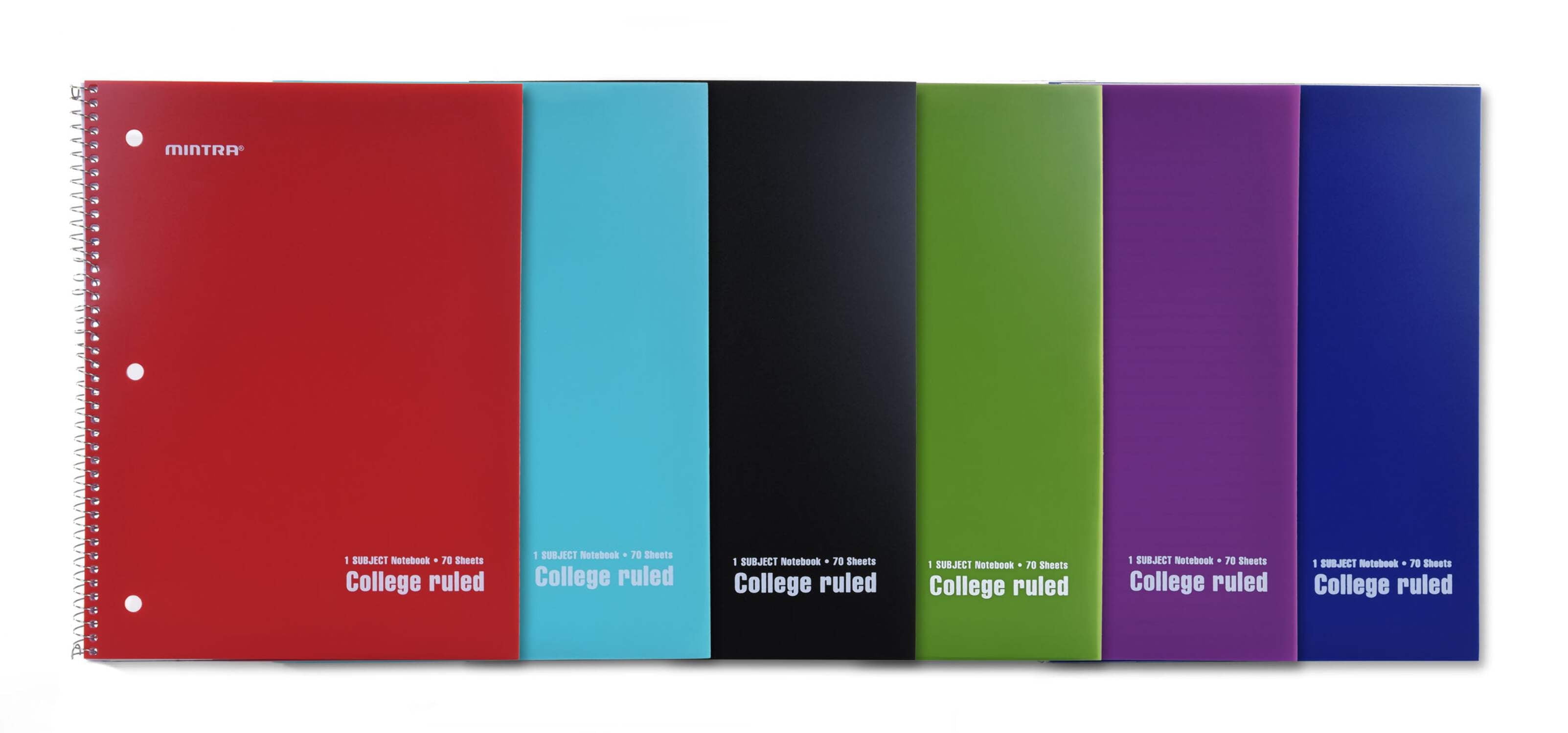 Mintra Office Poly Cover College Ruled Spiral Notebook - 70 Sheets, 6 ...