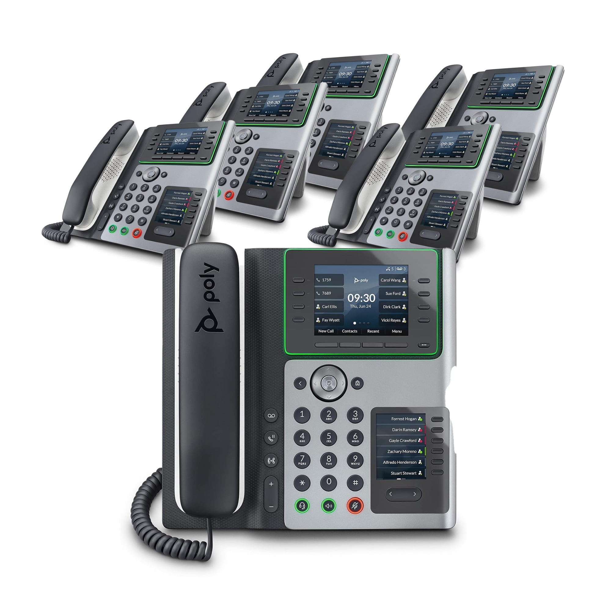 Poly Edge E450 IP Desk Phones 6-Pack Bundle with included Wi-Fi and Integrated Bluetooth 5.0 for ...