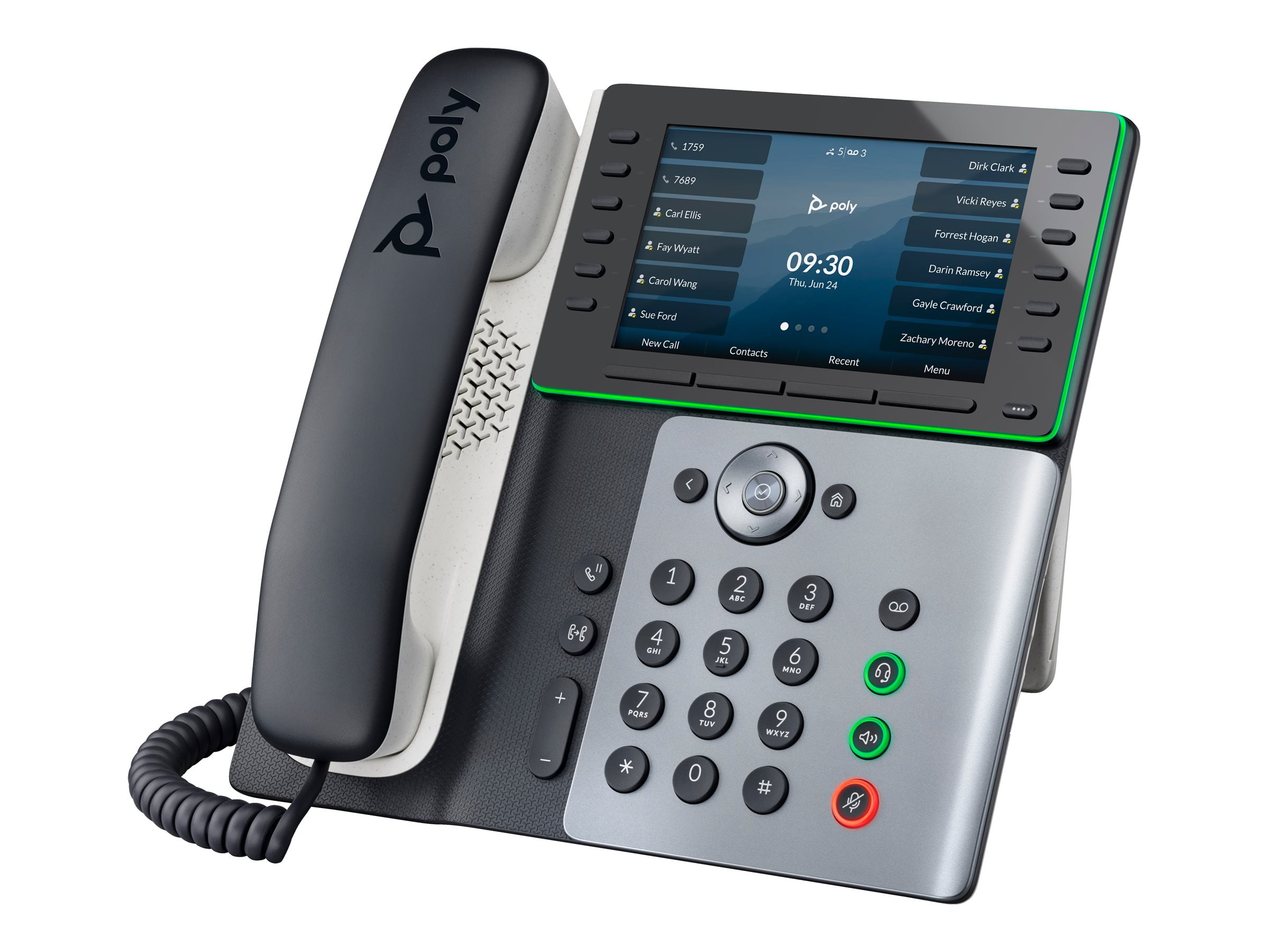 Poly Edge E500 IP Phone - Corded - Corded - Desktop, Wall Mountable - Black - VoIP - 2 x Network ...