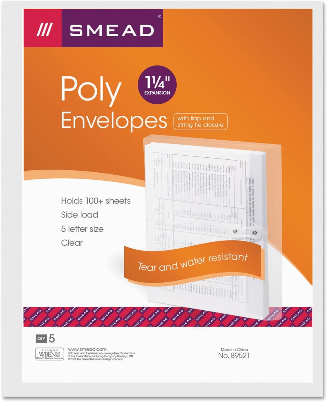 Poly Envelope, 1 1/4 Inch Expansion, String-Tie Closure, Side Load ...