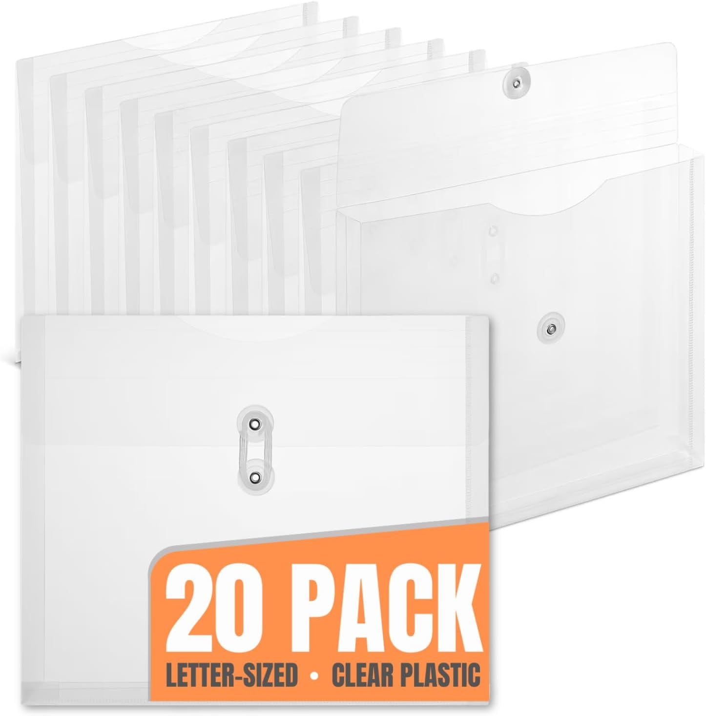 Poly Envelopes Expandable Plastic Clear Envelope with Button & String ...