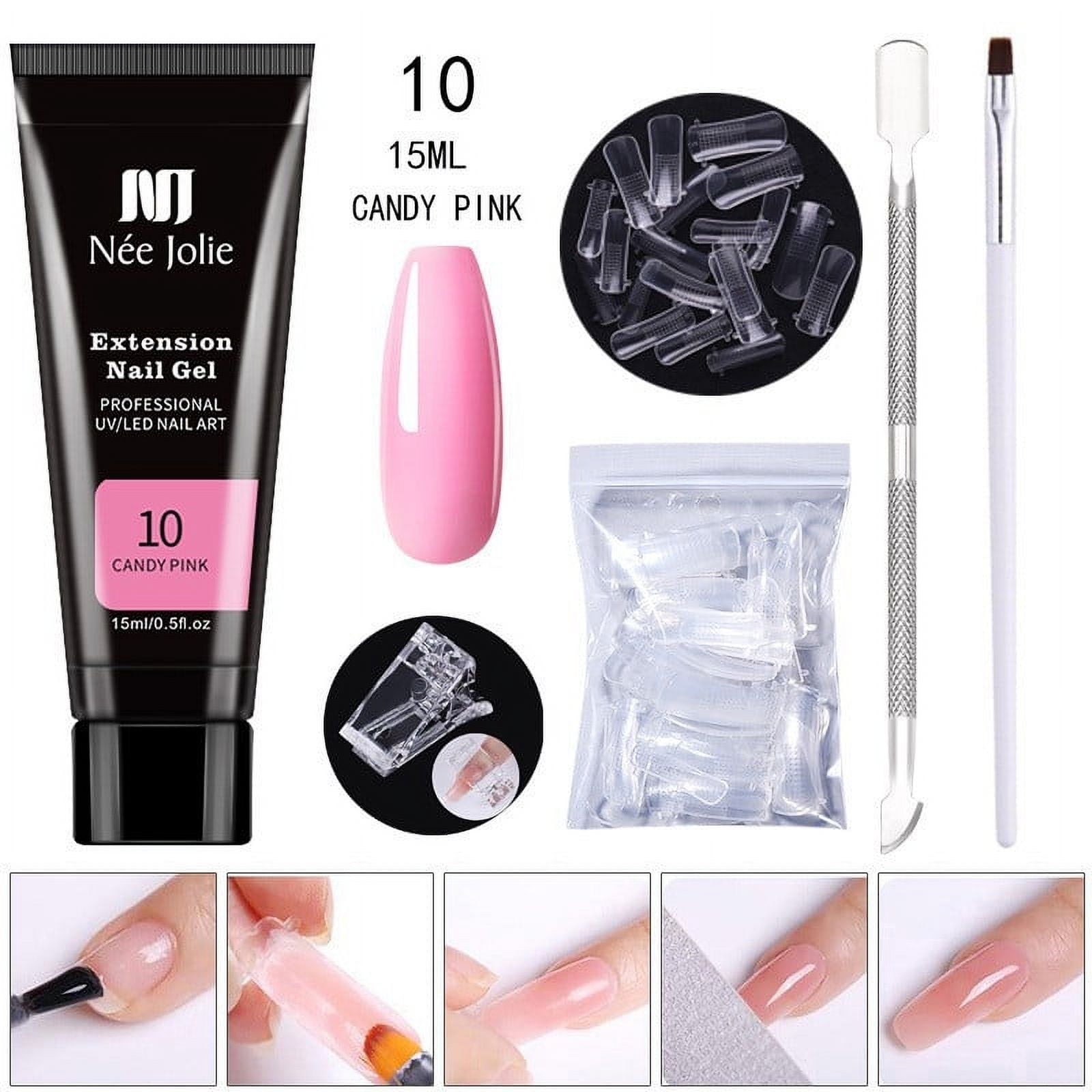 Poly Extension Gel Nail SET Natural-Looking Crystal-clear Trendy Nail ...
