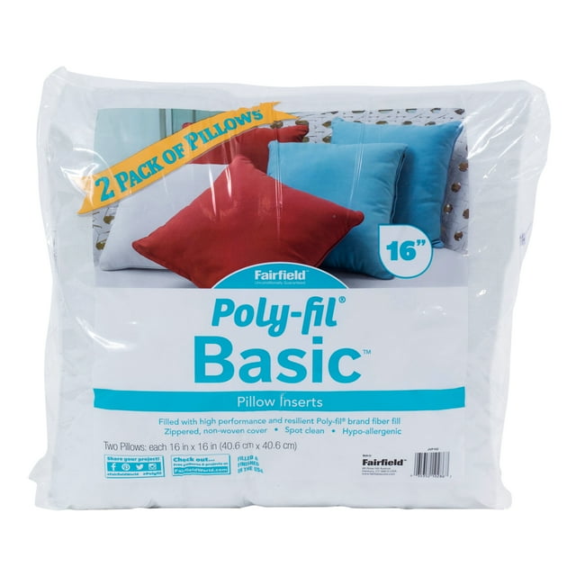 Poly-Fil® Basic™ 16"x16" Pillow Insert (Pack of 2) - Walmart.com