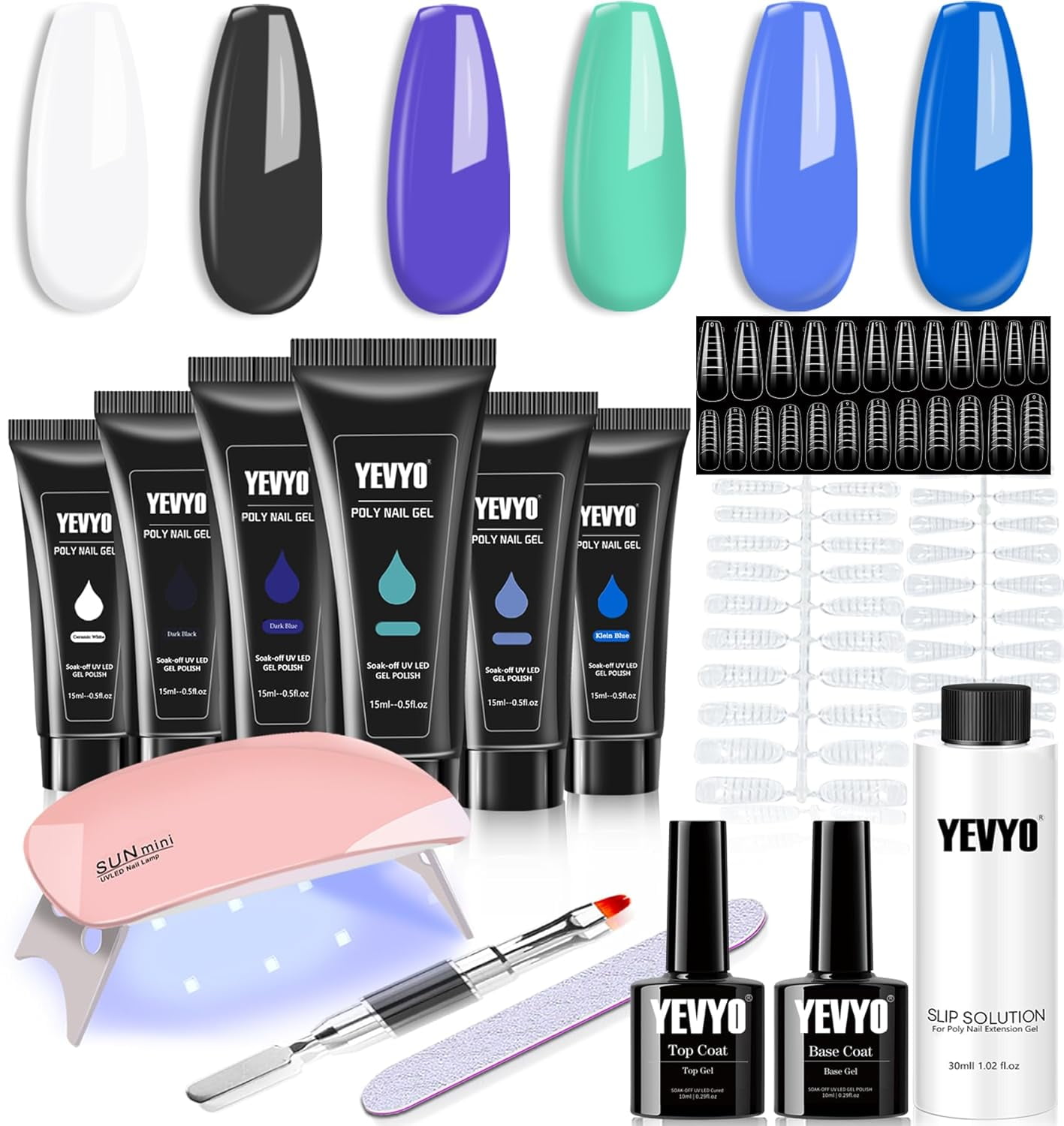 Poly Gel Nail Kit, 6 Poly Nail gel Colors With Nail Lamp, Nail ...