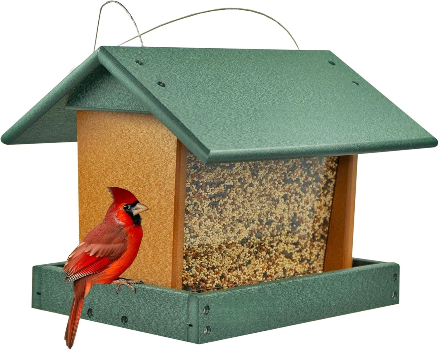 Poly Hanging Hopper Bird Feeder, Large Hanging Bird Feeder for Outside ...