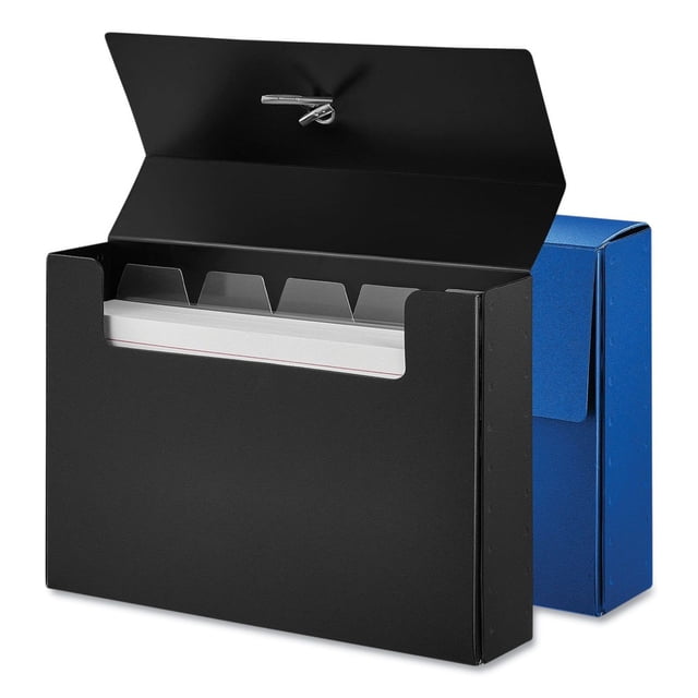 Universal Poly Index Card Box Holds 100 Plastic Black/Blue 2/Pack ...