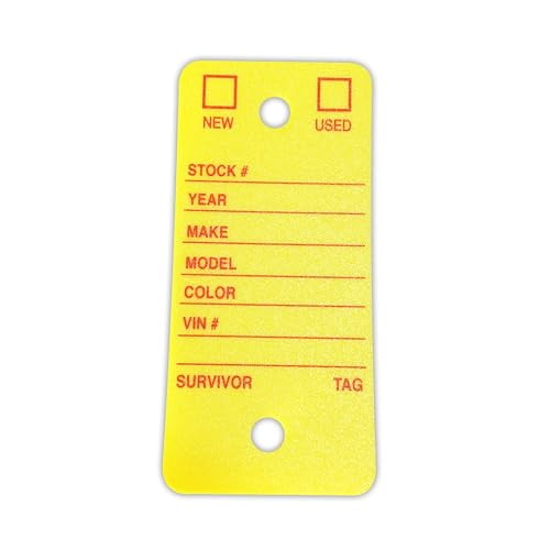 Poly Key Tag, Car Key Tag, Yellow, 250 per Box, with Rings and Pens ...