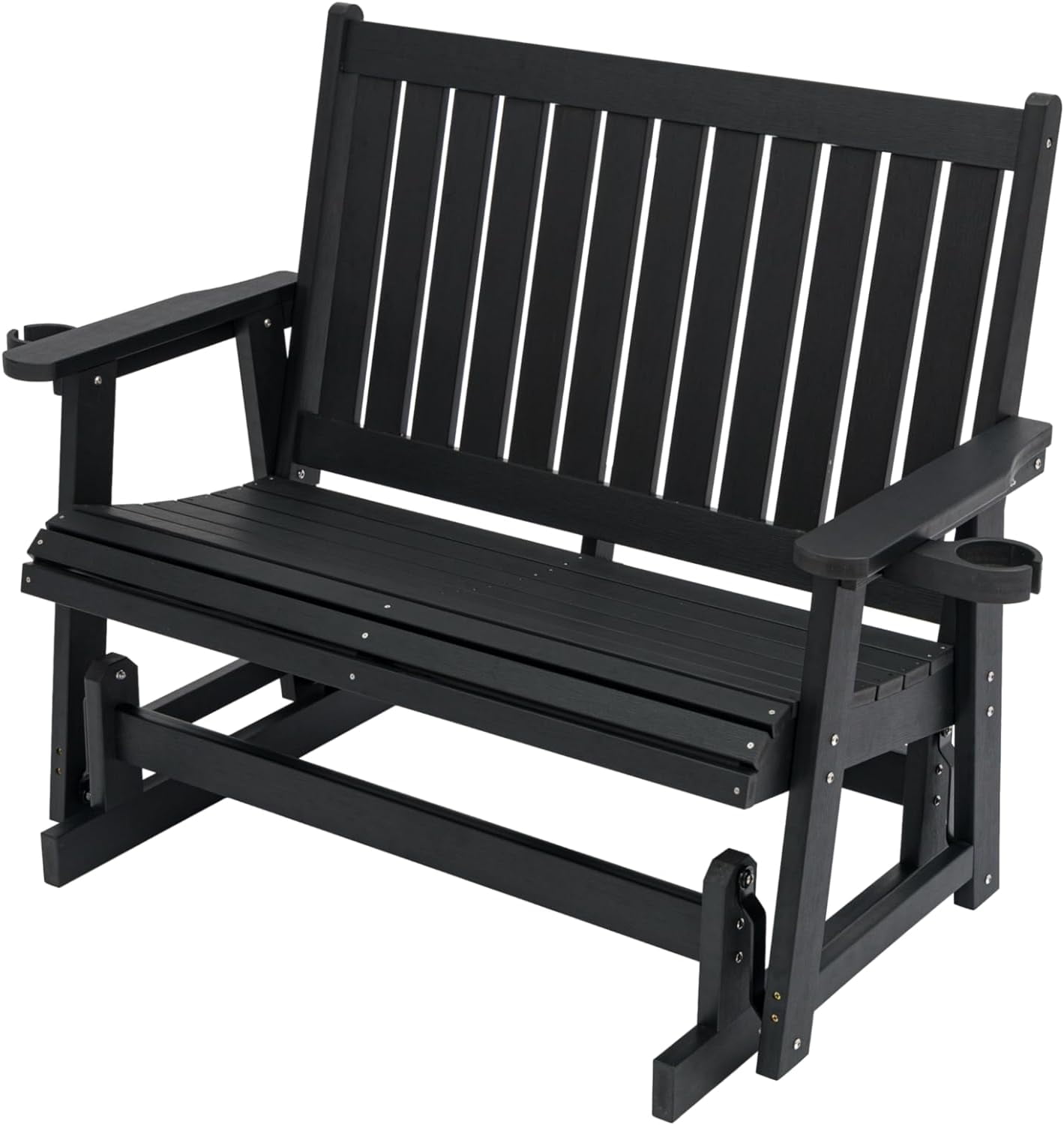 Poly Lumber Patio Glider Two Seat with Cup Holders, Durable HIPS ...