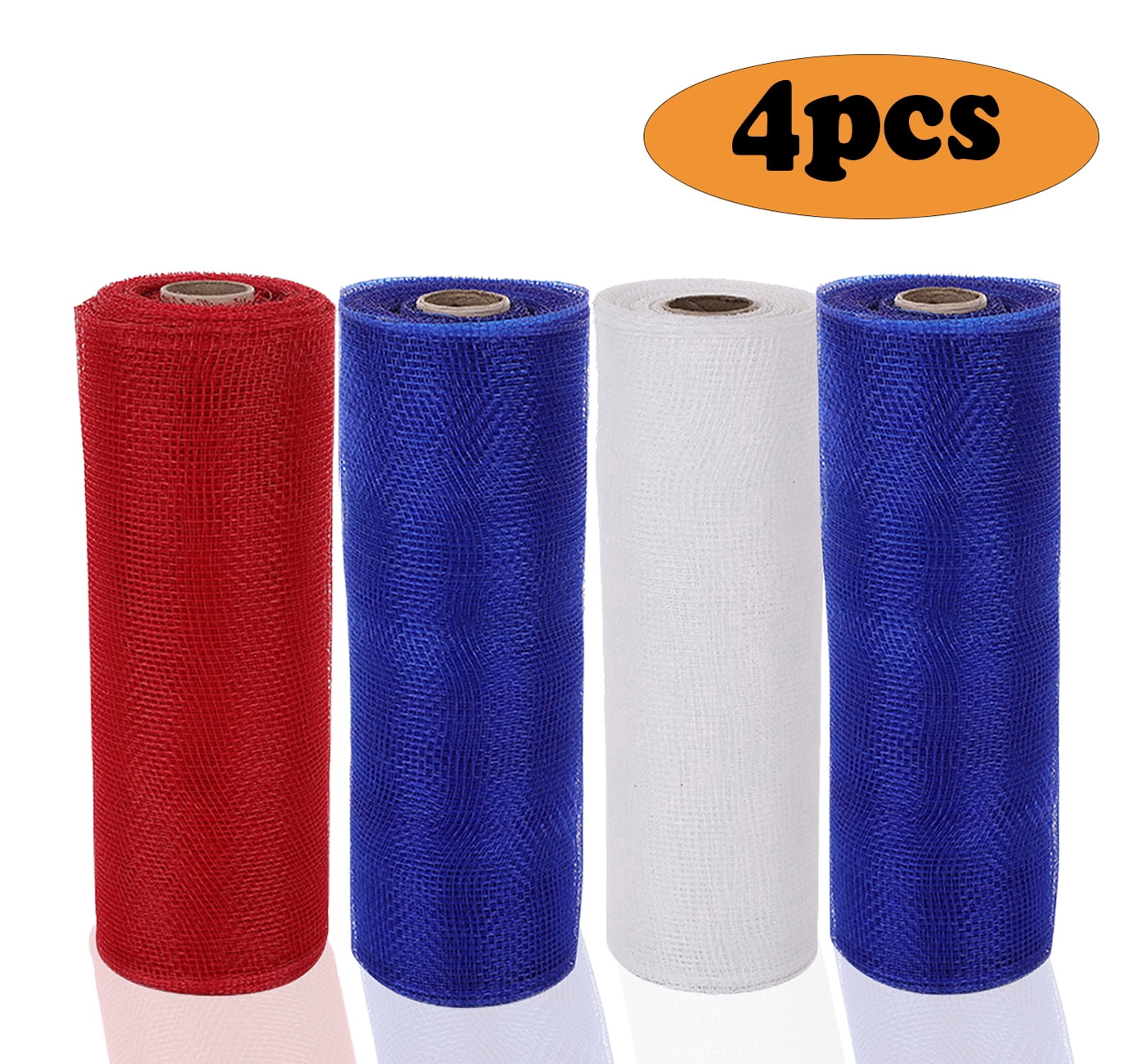 Poly Mesh Ribbon Burlap, Metallic Foil Rolls for DIY 4th of July Decor ...