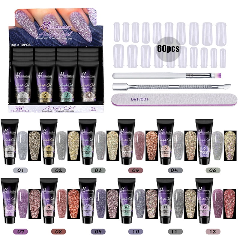 Poly Nail Gel Kit, 12 Colors Poly Extension Gel Nail Kit With Manicure ...