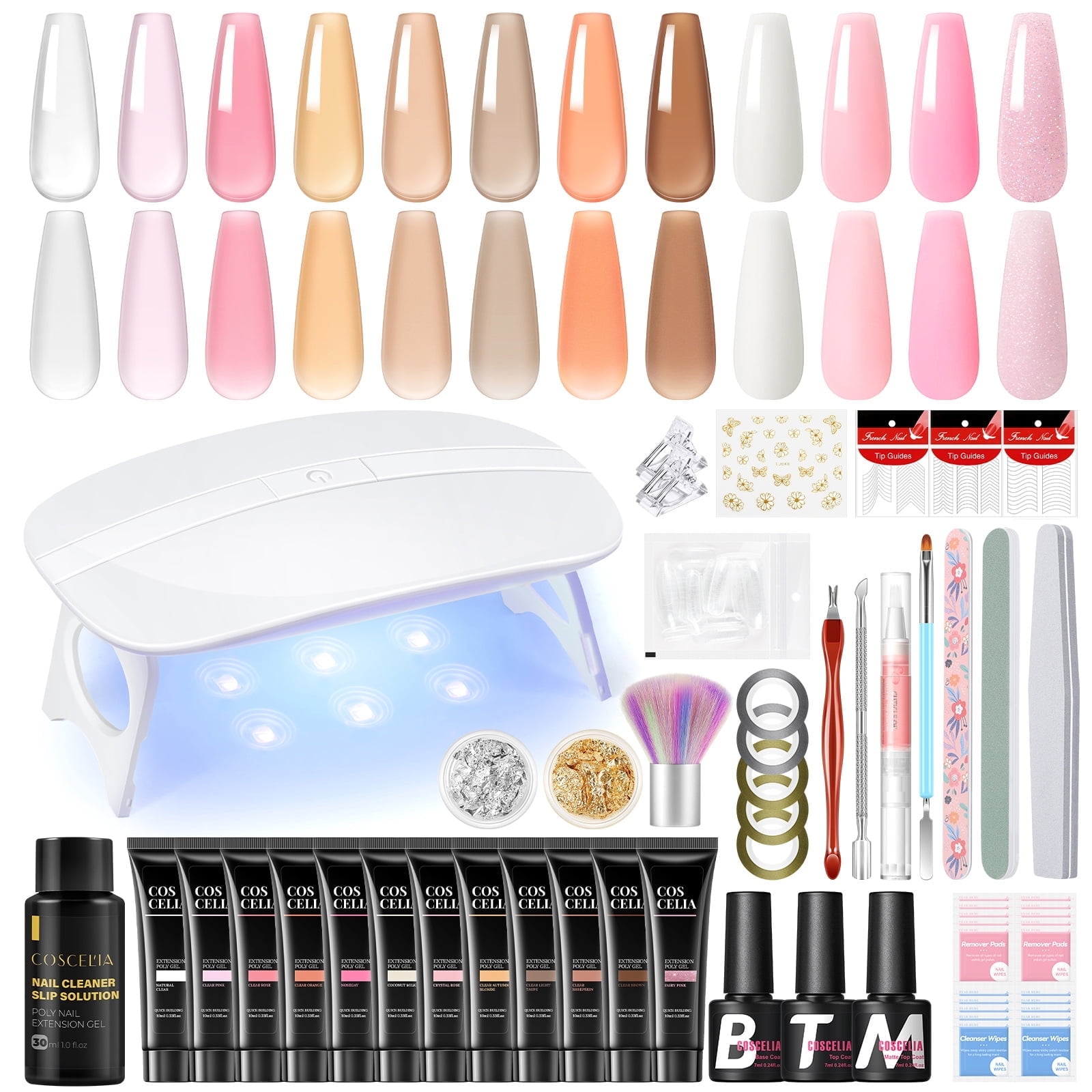 Professional Poly Nail Gel Kit with UV Light and Drill, 4 Colors Nail ...