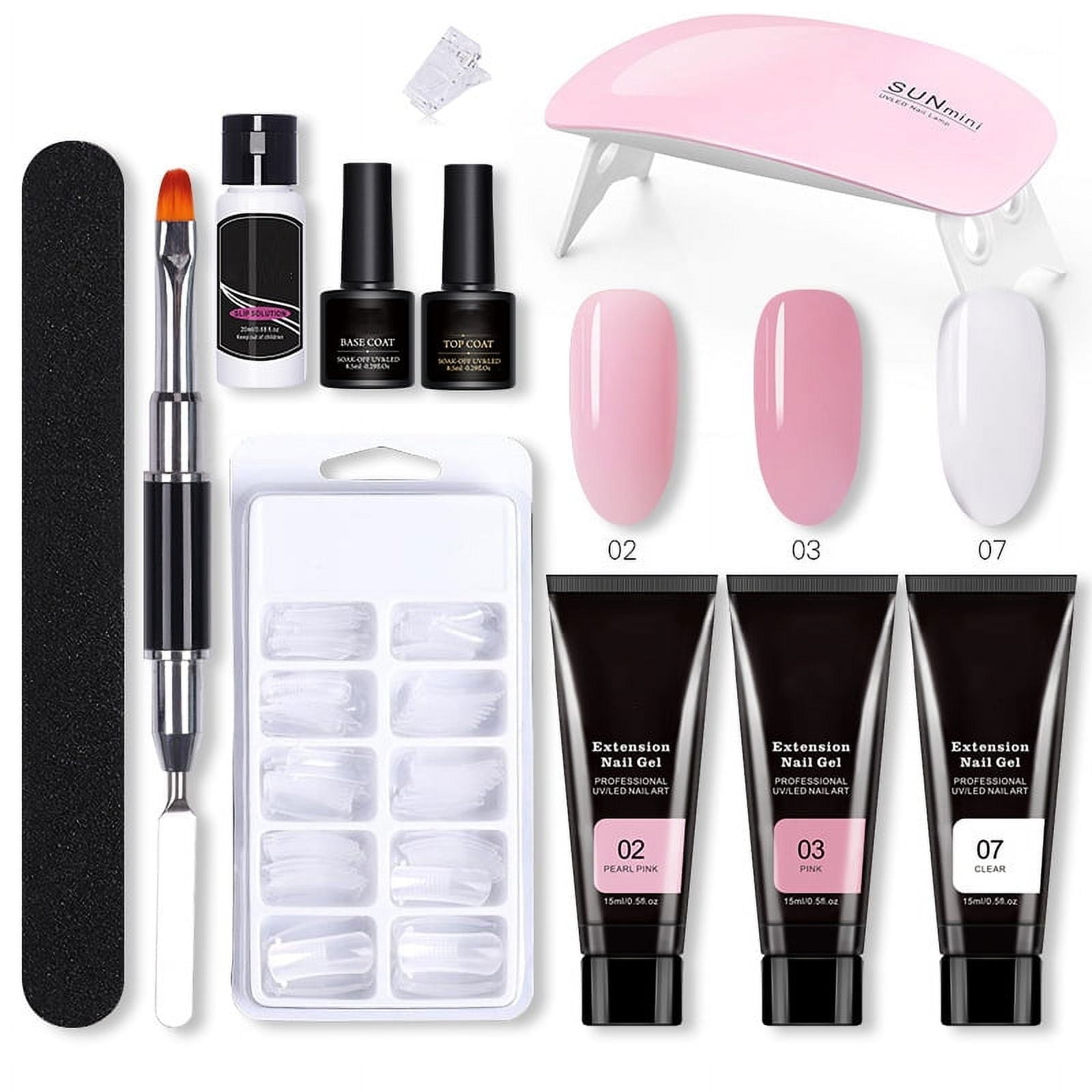 Poly Nail Gel kit with Extension Gel Nail Extension Shapes Nail Lamp ...