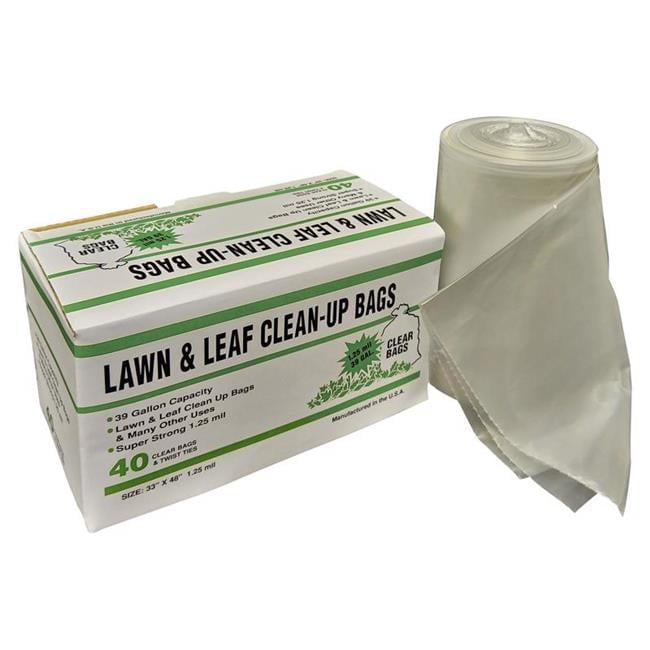 Poly-Pak 39 gal Twist Tie Primrose Lawn & Leaf Bags, Clear - Pack of 40 ...