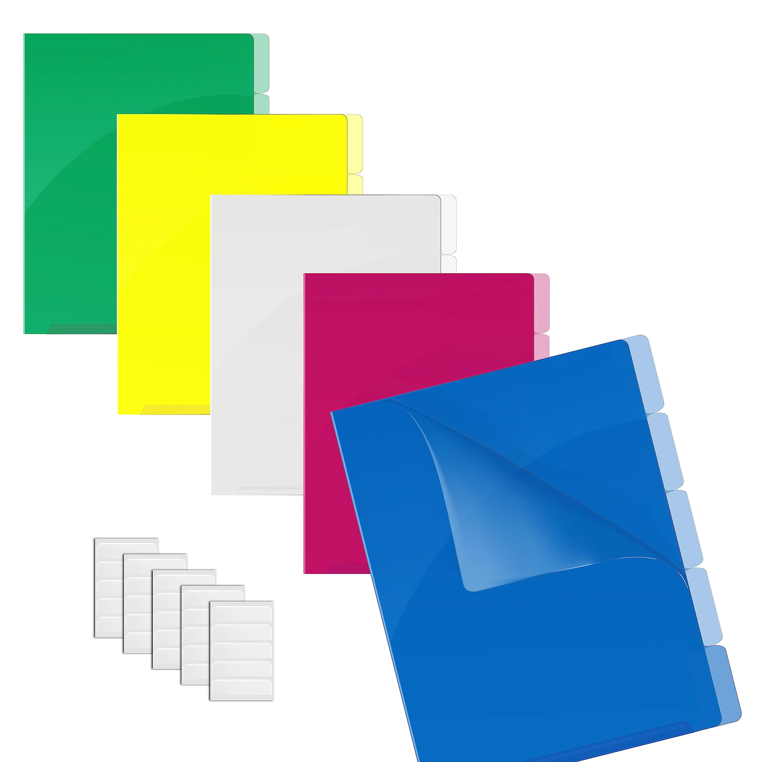 Poly Project Document Pockets, 25 Pack, 1/5 Cut Tabs, Plastic File ...
