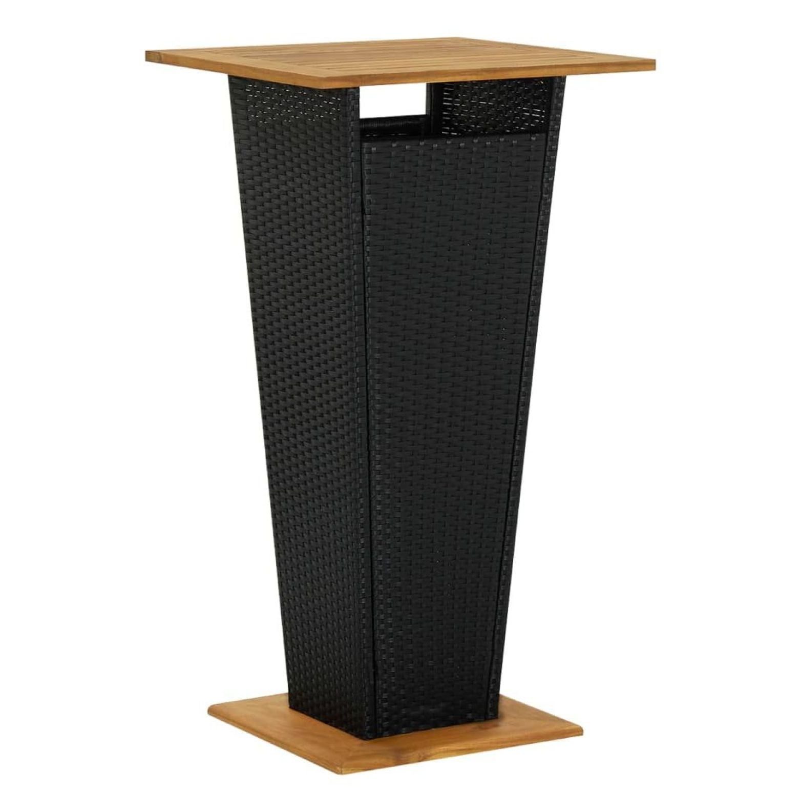 Poly Rattan Bar Table Black - 23.6"x23.6"x43.3" Outdoor Patio Counter ...