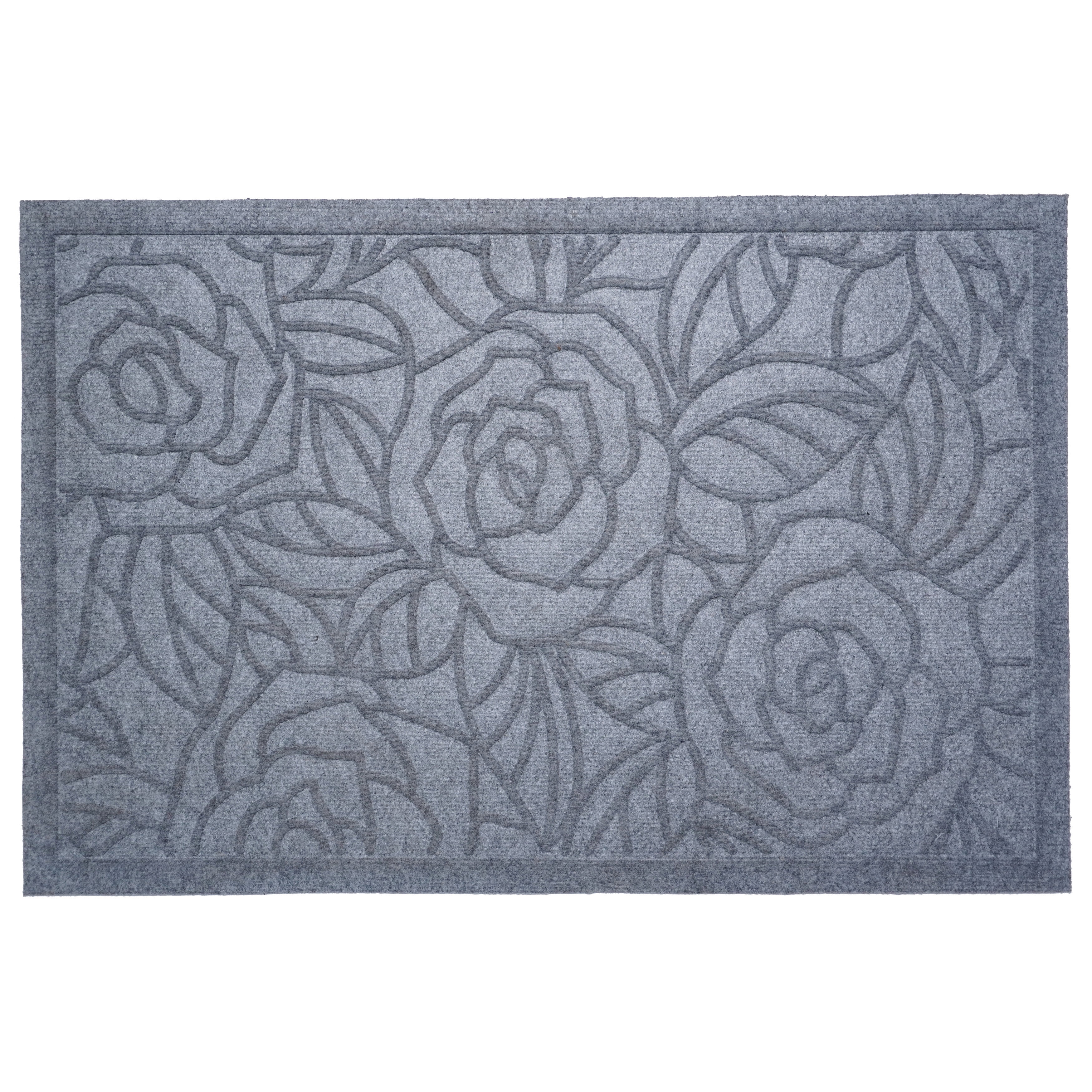 Poly Rose Indoor/Outdoor Mat,18" x 30", Light Grey - Walmart.com
