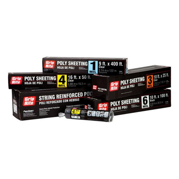 Poly Sheeting GRIP RITE 620100C 6 mil Clear Polyethylene Sheeting 20' X ...