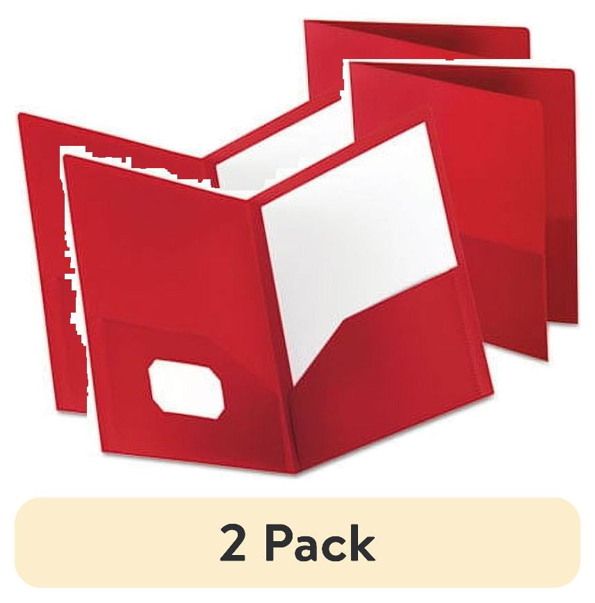 (2 pack) Poly Twin-Pocket Folder, Holds 100 Sheets, Opaque Red ...