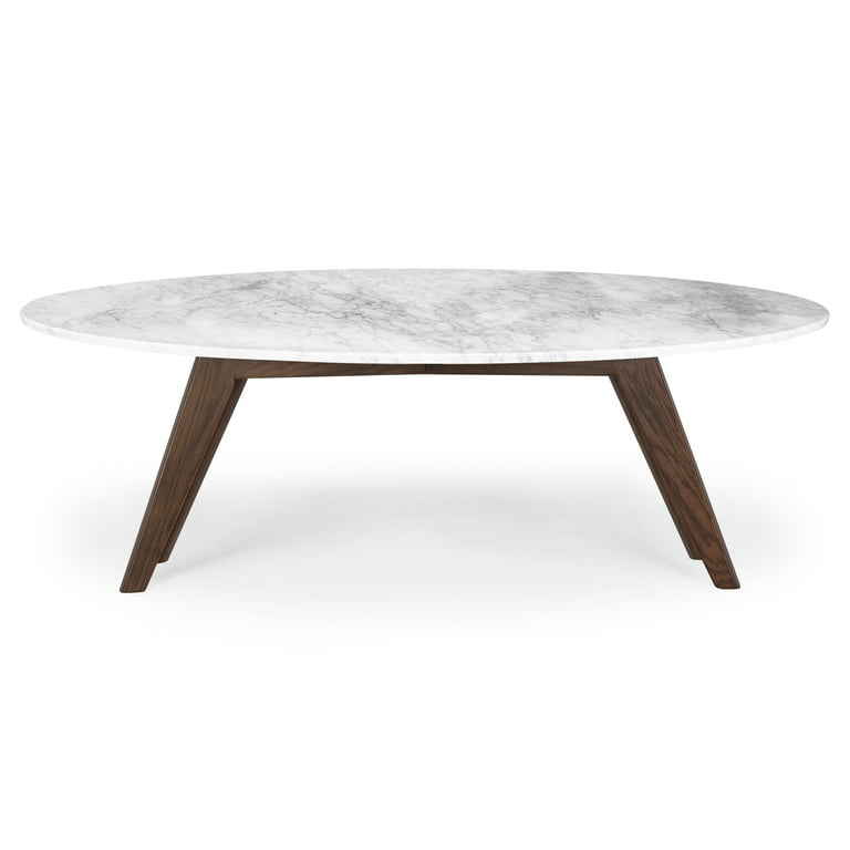 Poly and Bark Riley Marble Oval Coffee Table in Walnut