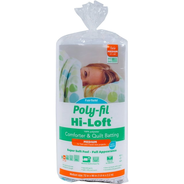 Poly-fil® Hi-Loft® 100% Polyester Batting by Fairfield™, 72" x 90 ...