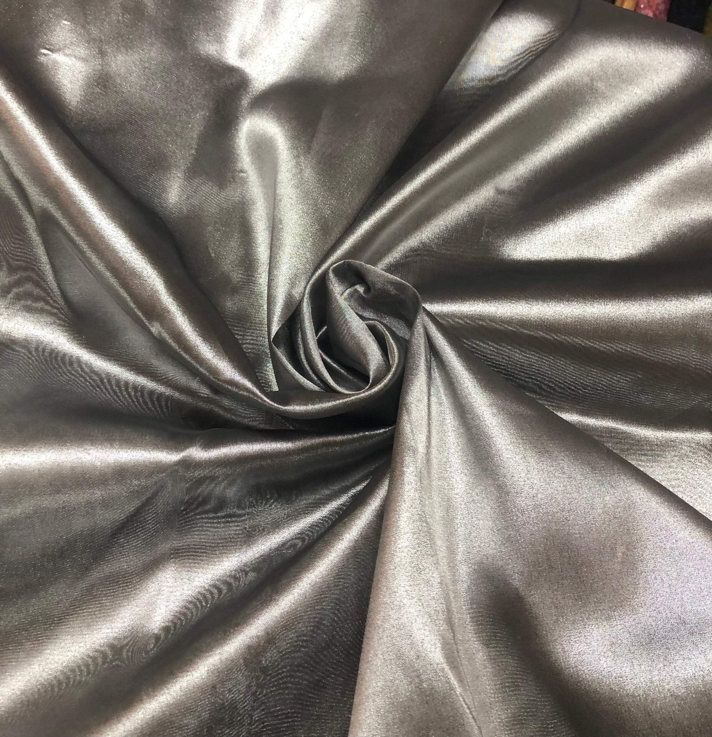 Poly viscose metallic organza 45” wide. Beautiful black silver matalic ...