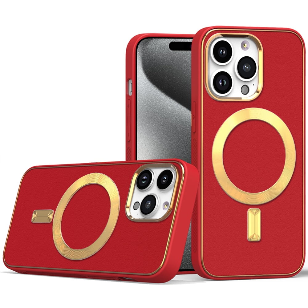 [PolyBag] For iP15 Pro Max Ultimate Quality PU Leather Hybrid - Red ...