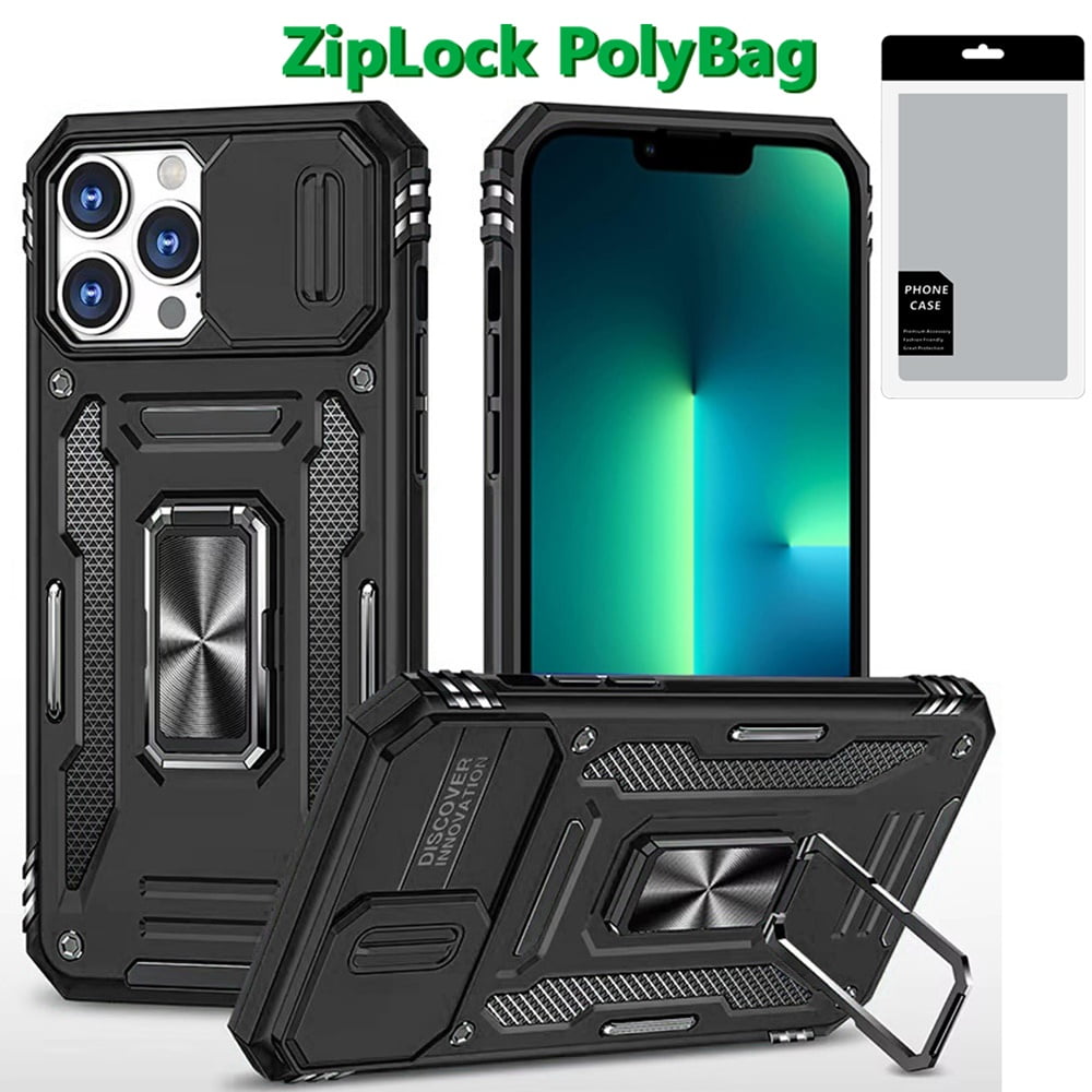[PolyBag] For iPhone 13 Pro Max Utter Tough Metal Ring Movable Camera ...