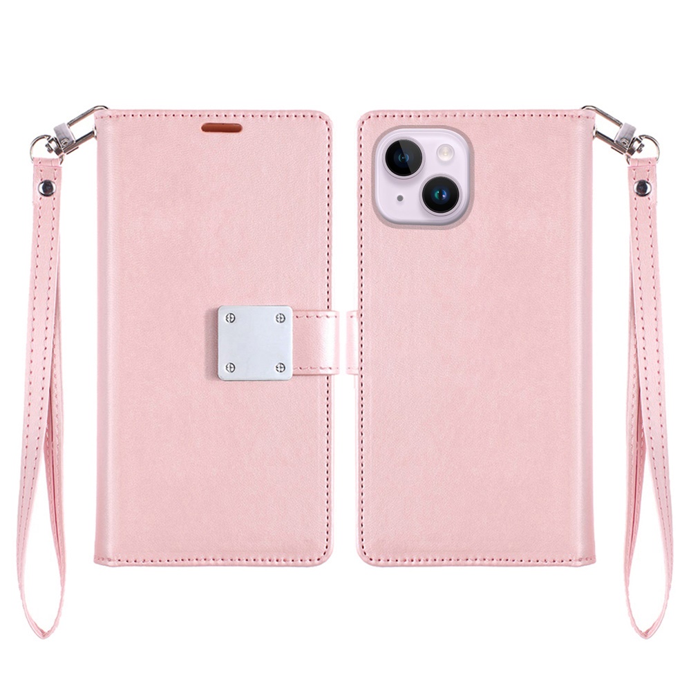 [PolyBag] For iPhone 14/13 Wallet ID Card Holder - Rose Gold - Walmart.com