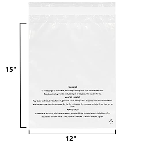 PolyPackers – 12” x 15” (500 Count) Self Seal Clear Poly Bags with ...