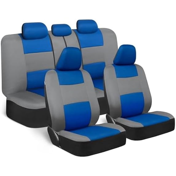PolyPro Car Seat Covers Full Set in Blue & Gray – Front and Rear Split ...