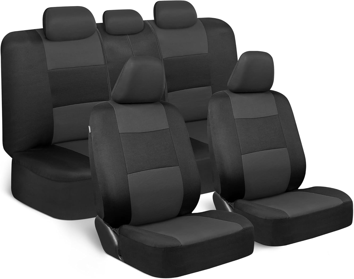 PolyPro Car Seat Covers Full Set in Charcoal on Black – Front and Rear ...