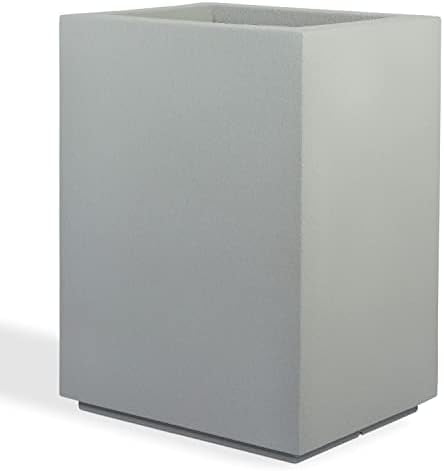 PolyStone Cozumel Tall Modern Outdoor/Indoor Column Planter, 18" L x 23 ...