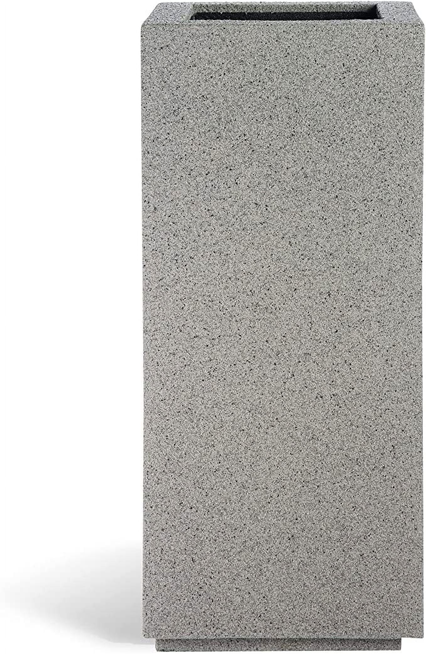 PolyStone Kensington Tall Modern Outdoor/Indoor Column Planter, 16” L x ...