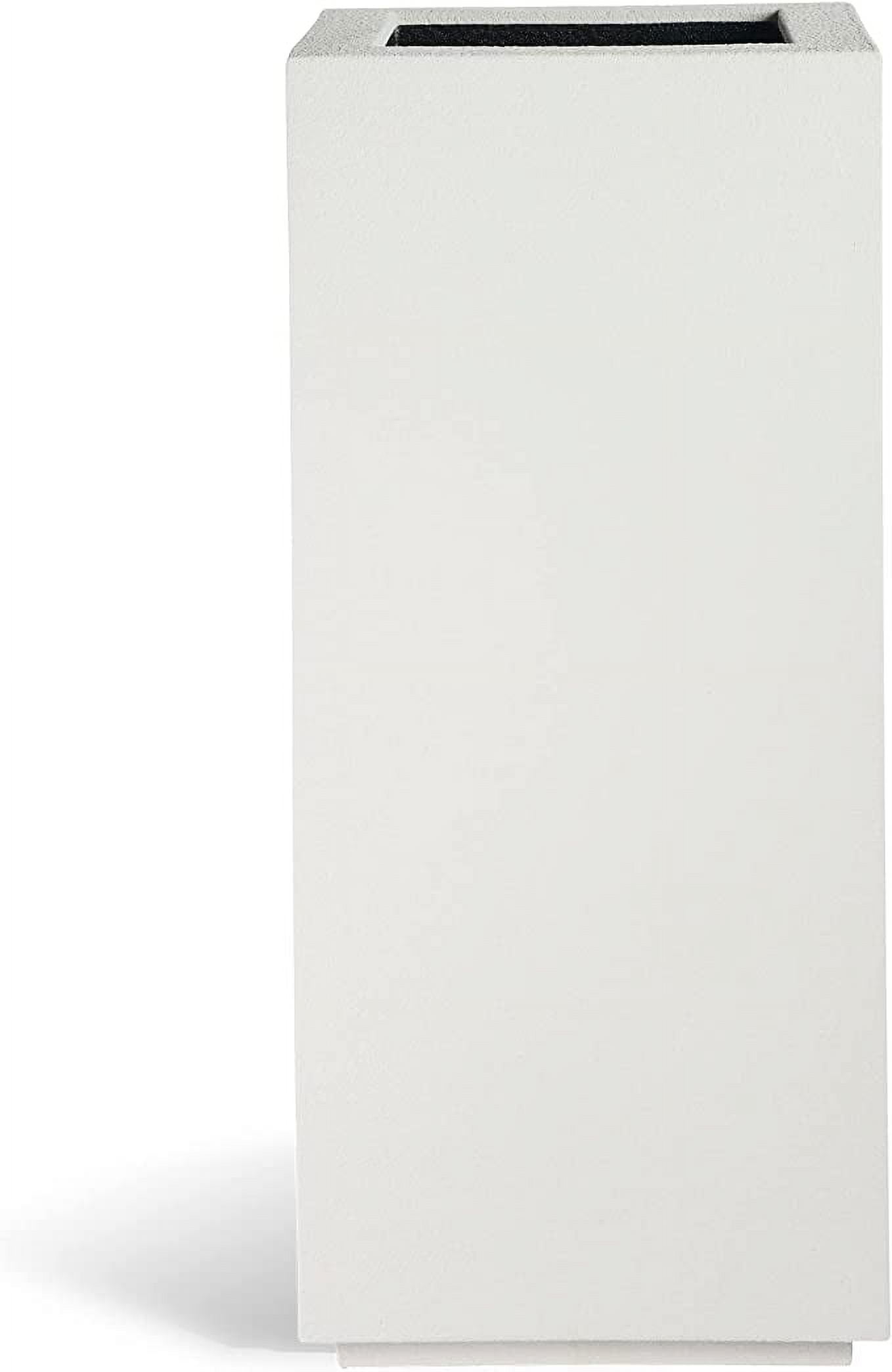 PolyStone Kensington Tall Modern Outdoor/Indoor Column Planter, 16” L x ...