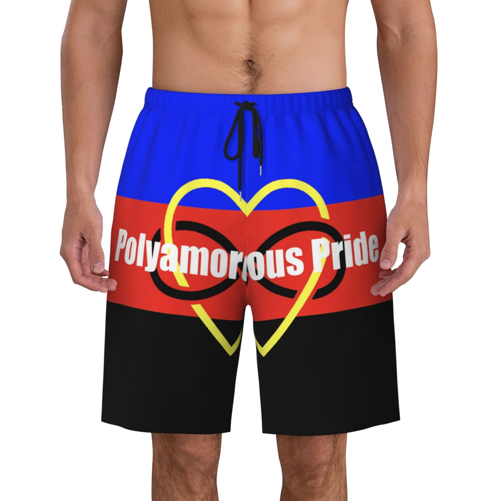 Polyamorous Pride Flag Men'S Beach Pants Quick Dry Short Swim Trunks ...