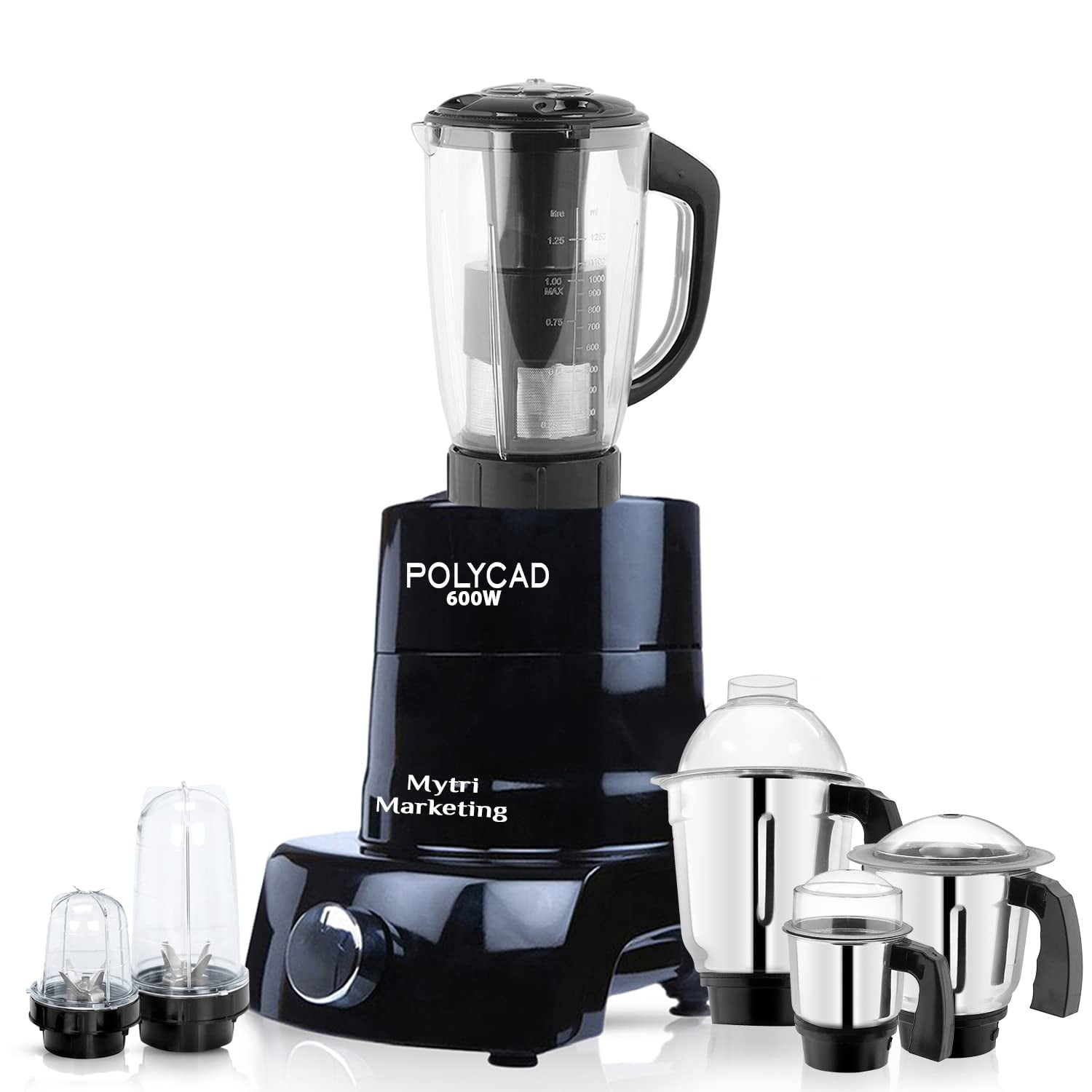 Polycad 600watts PST Mixer Grinder with 3 Stainless Steel 2 Bullets and ...