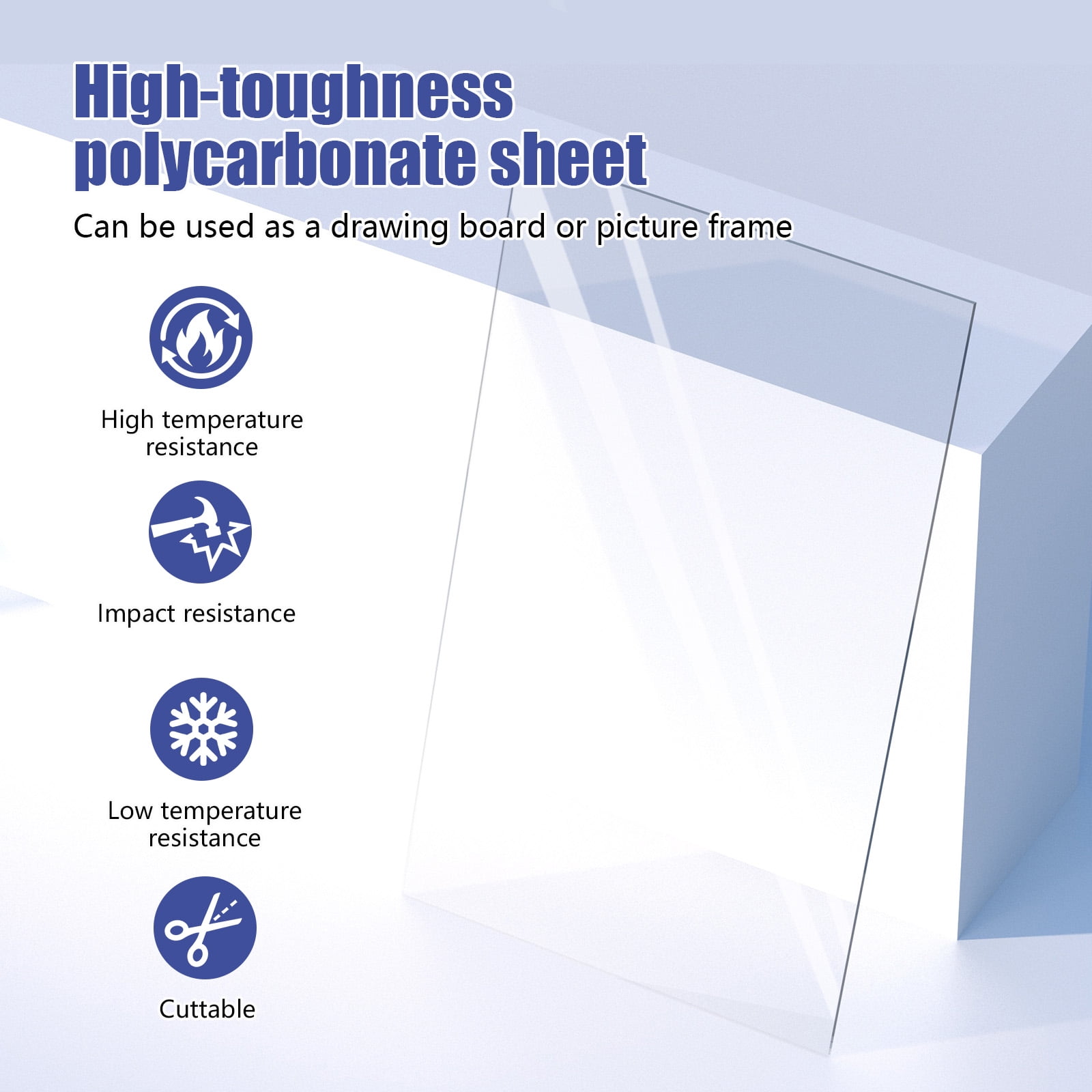 Polycarbonate Sheet, 12"x12"x0.08" Clear Flexible Plastic Panel - UV ...