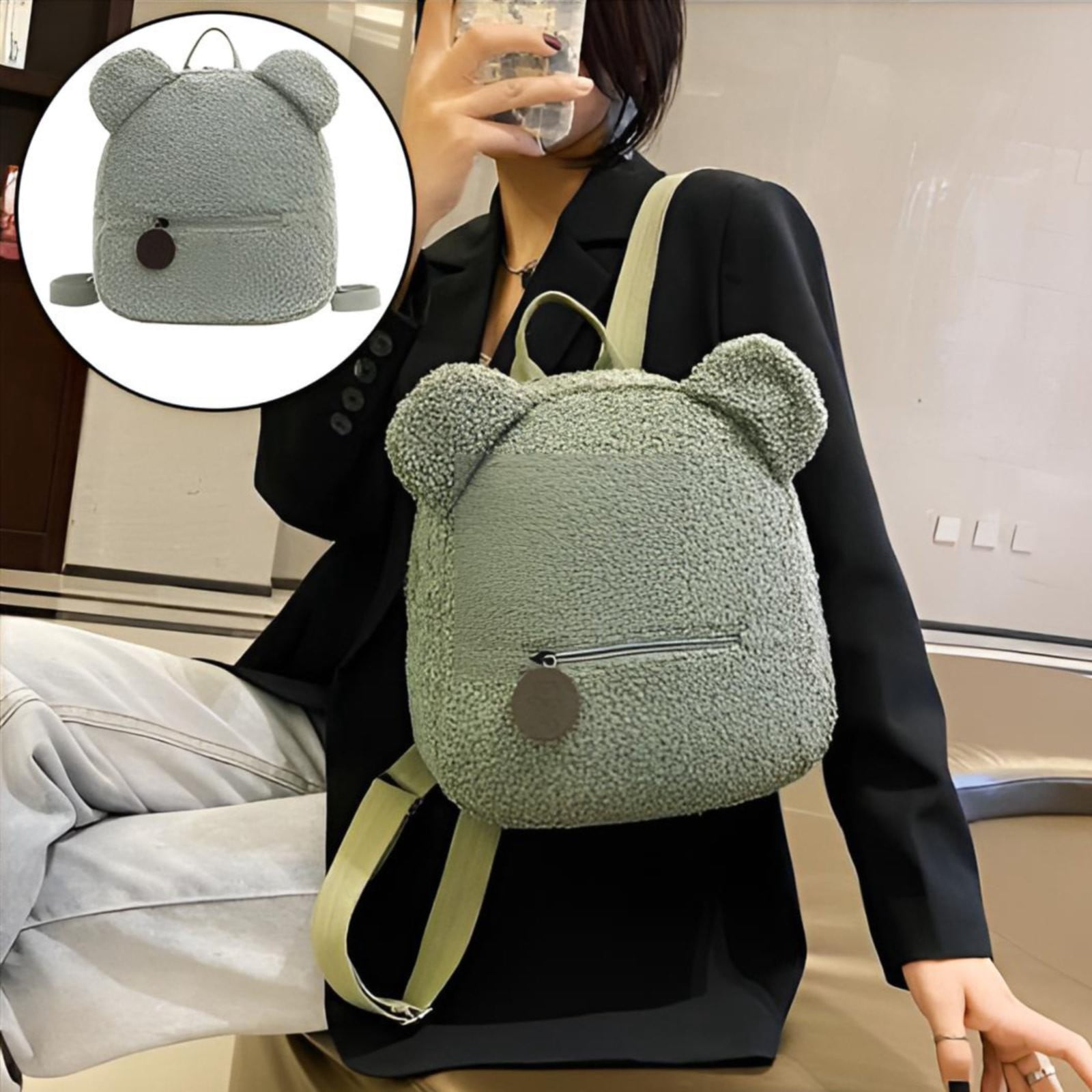 Polychor New Bear Ears Plush Backpack Backpack School Birthday ...