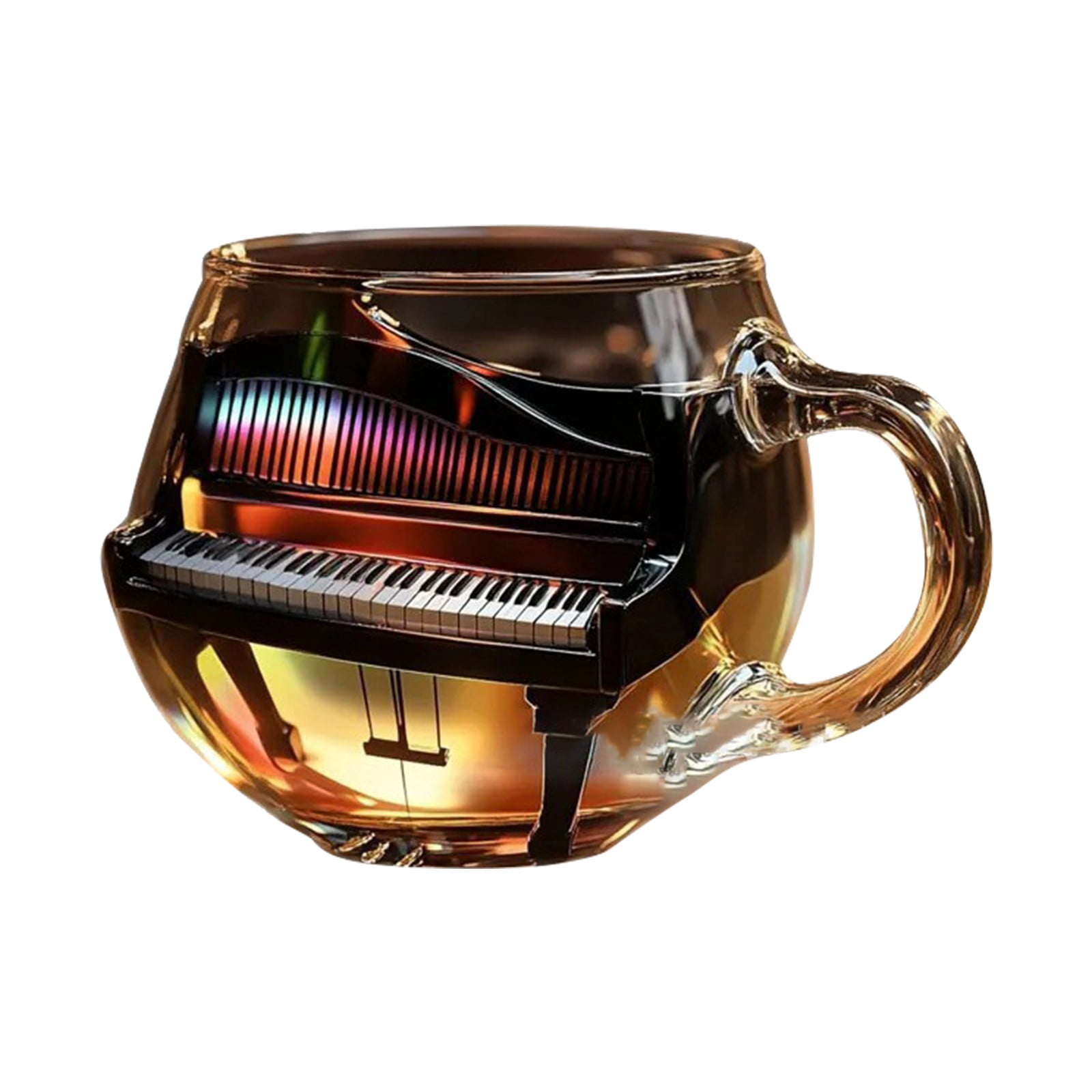 Polychor Piano Cup Creative Transparent Glass Cup With Musical Design ...