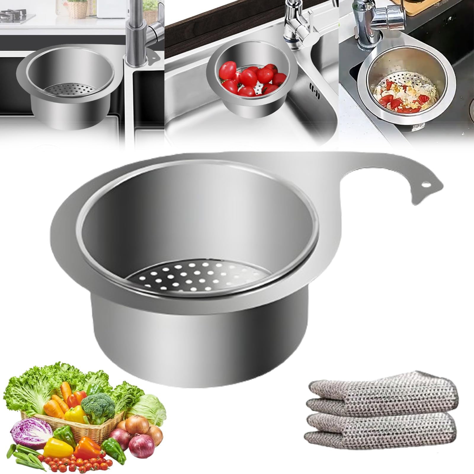 Polychor Swan Drain Basket Kitchen Sink Strainer Fruit Vegetable Filter ...