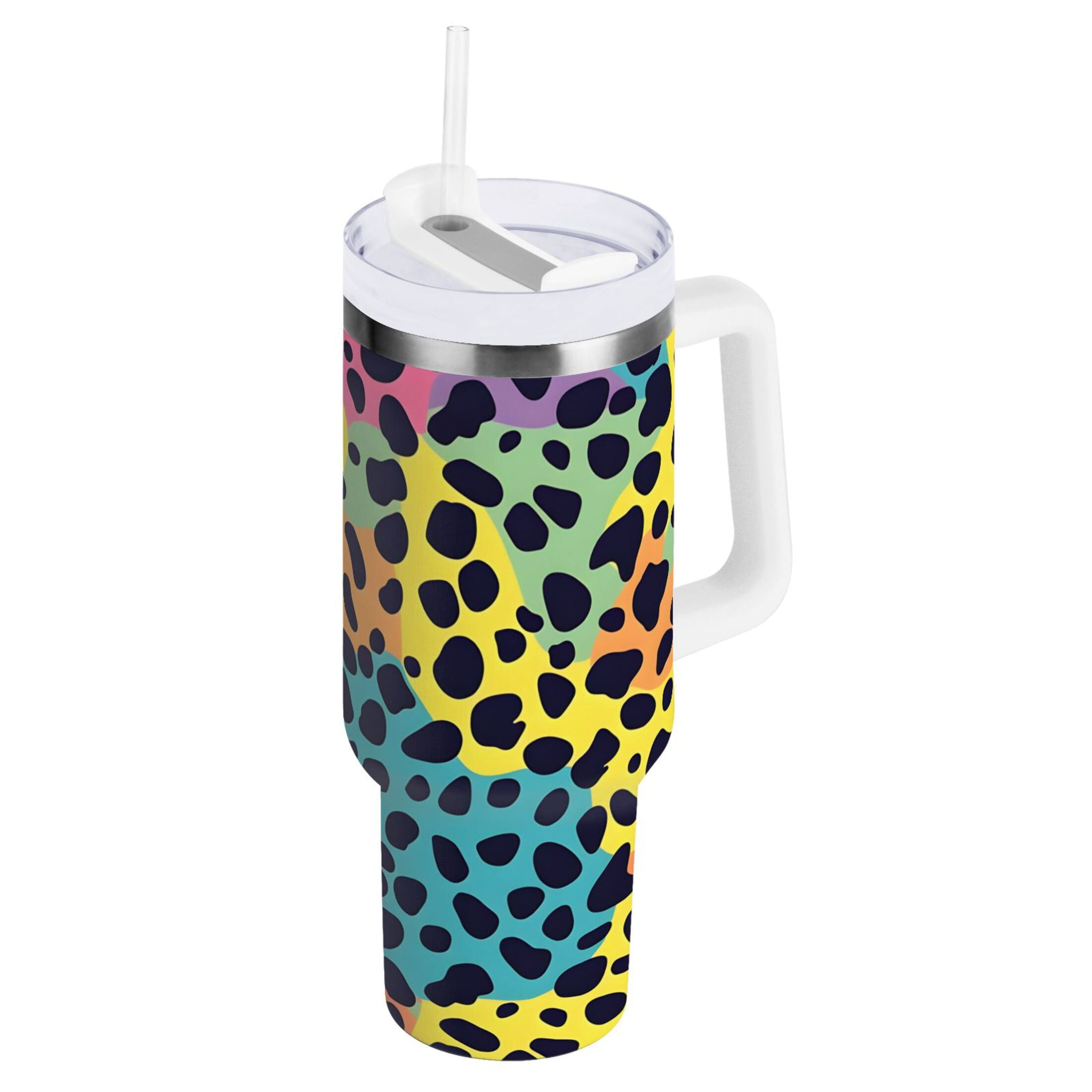 Polychrome Leopard 30 oz Tumbler with Handle and Straw Lid Vacuum ...