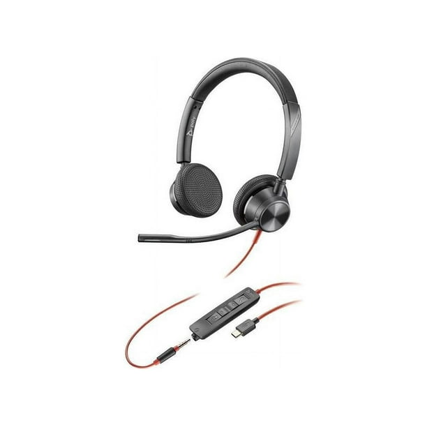 Polycom Plantronics - Blackwire 3325 Over-Ear Wired Headset with Boom Mic, Black - Walmart ...