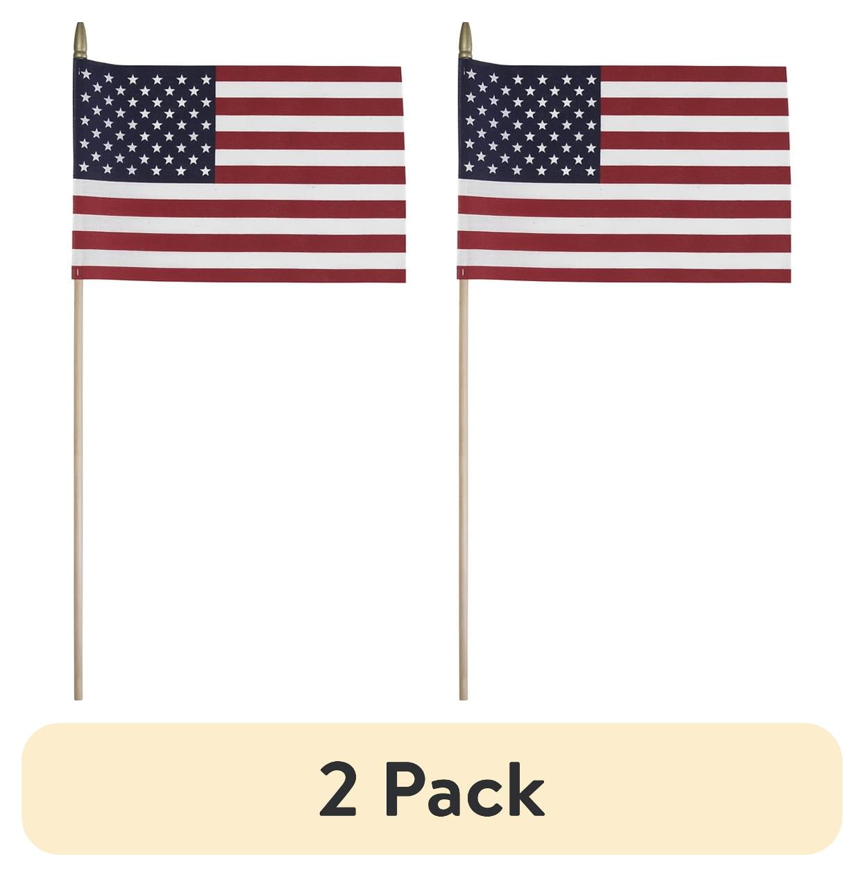 (2 pack) Polycotton American Stick Flag on Wood Dowel by Betsy Flags, 8 ...