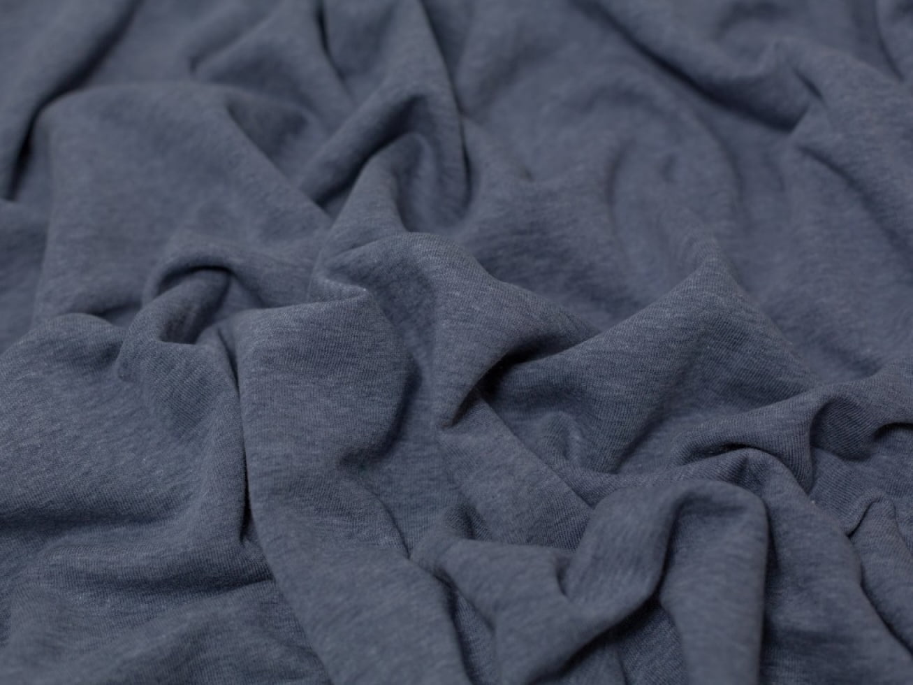 Polycotton Fleece Back Sweatshirt Stretch Fabric Dark Jeans Blue - per ...