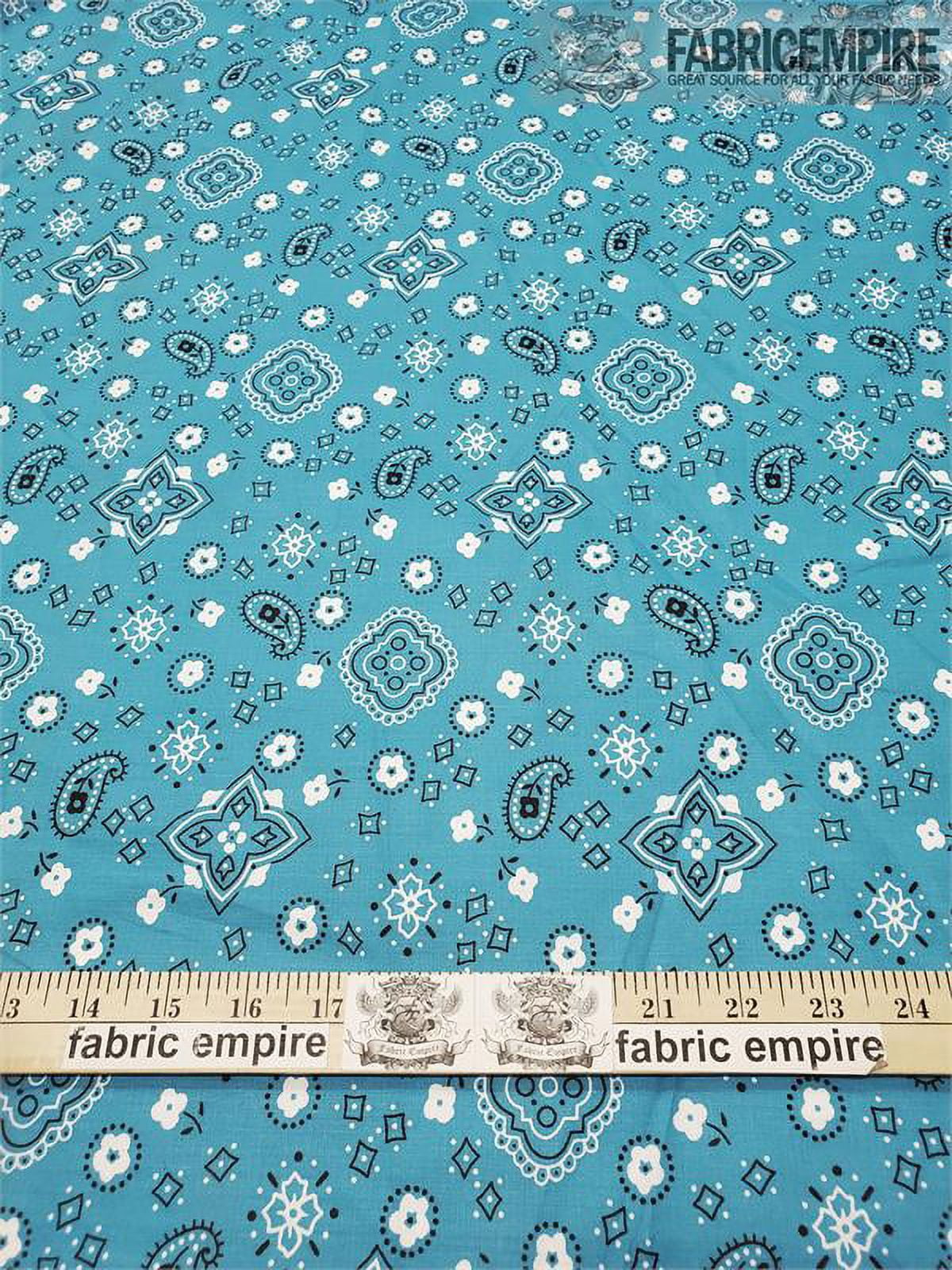 Polycotton Printed PAISLEY PATTERN LIGHT BLUE Fabric / 60" Wide / Sold ...