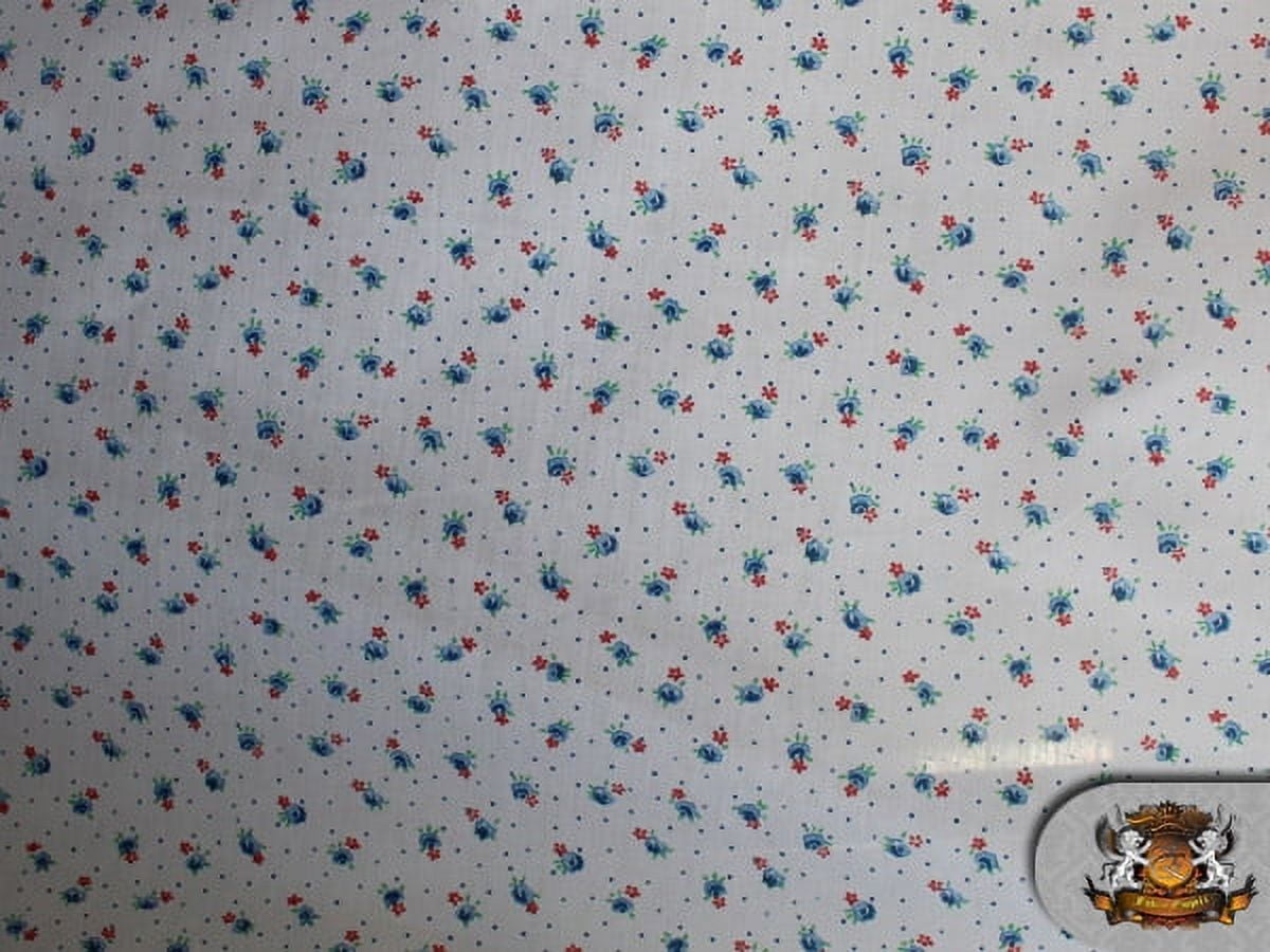 Polycotton Printed SMALL FLOWERS BLUE Fabric / 60" Wide / Sold by the ...