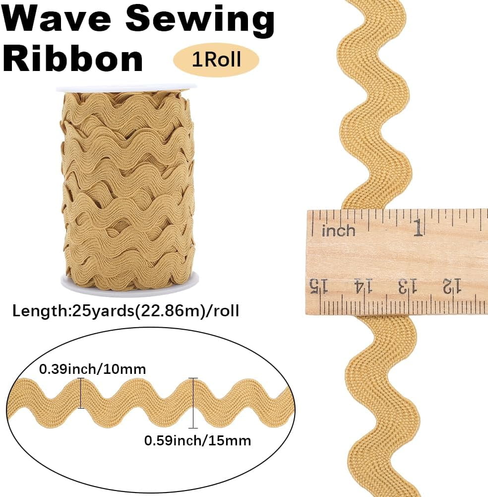 Polyester 25 Yards x 10mm Rick Rack Trim RIC Rac Ribbon Goldenrod Wave ...