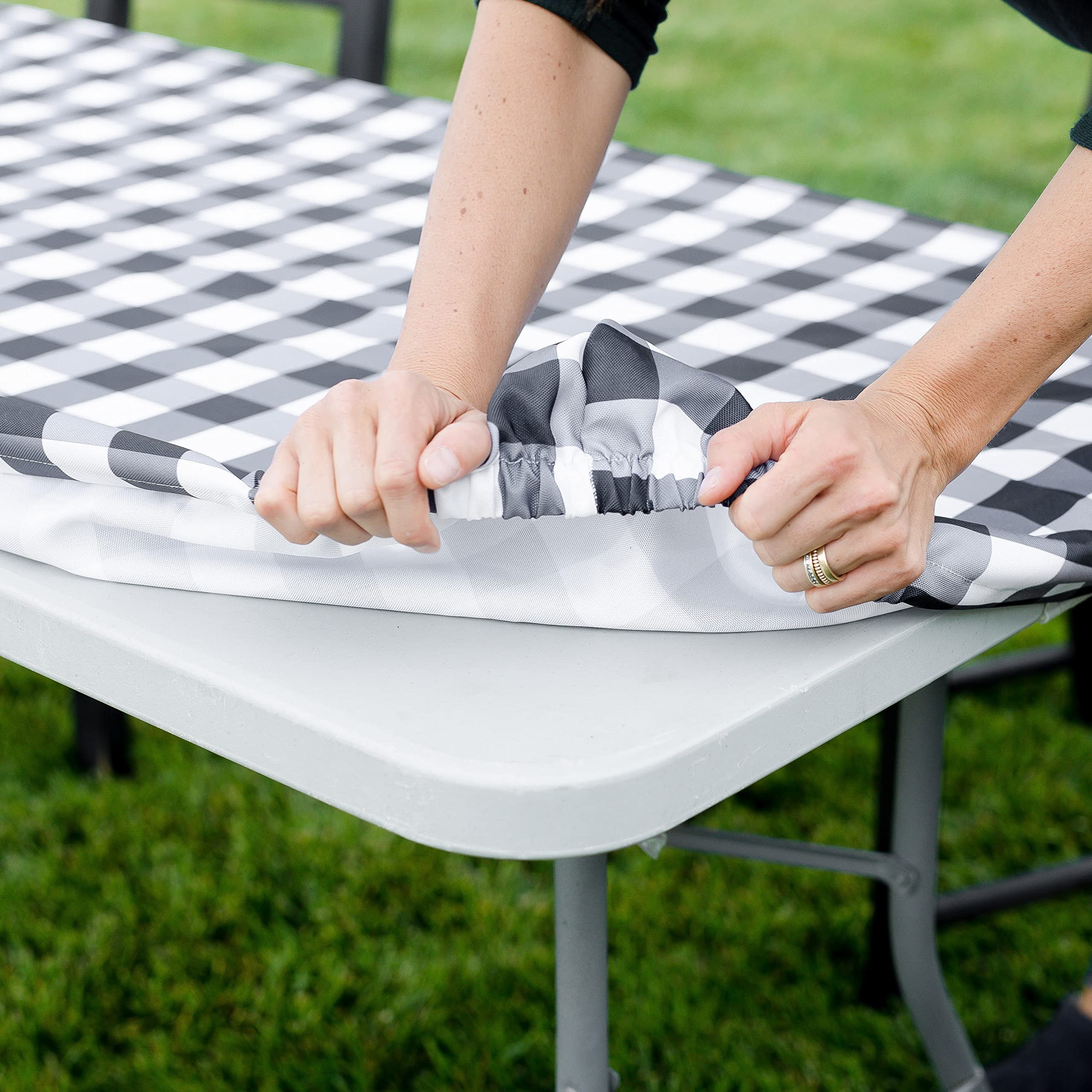 Polyester 4ft Fitted Table Cloth Rectangle Table, Elastic Table Runner ...