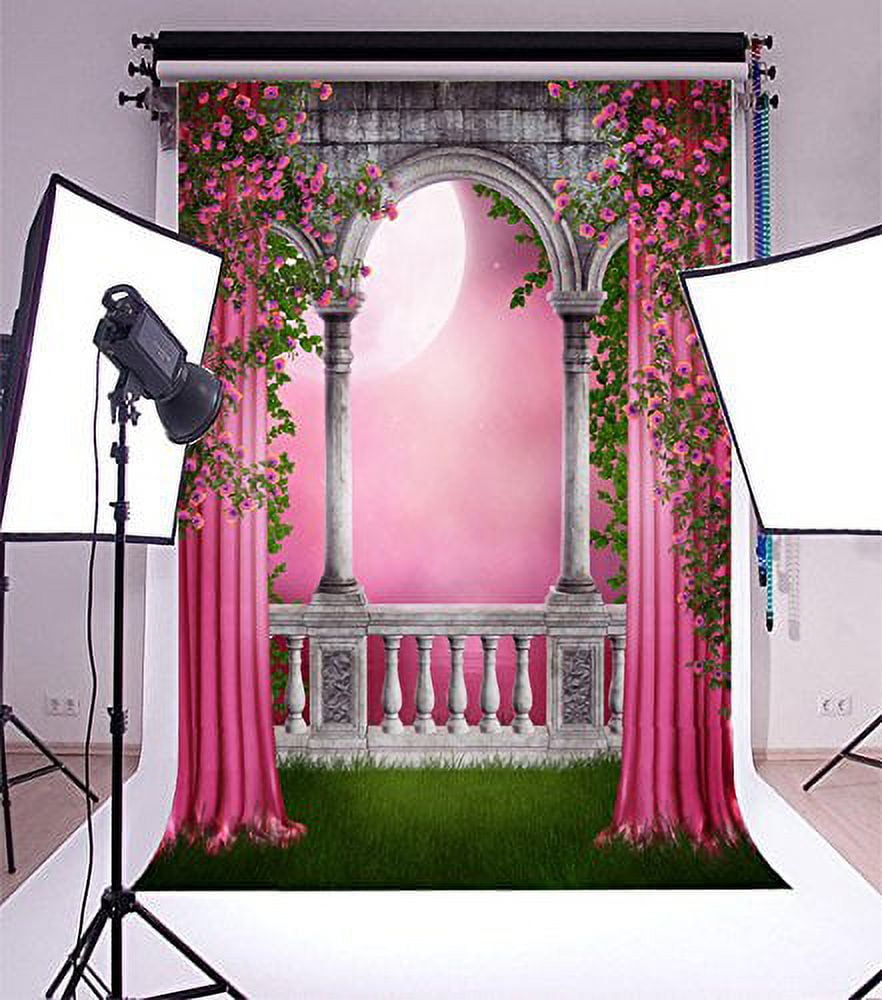 Polyester 5x7ft Backdrop Photography Background Pink Garden with ...